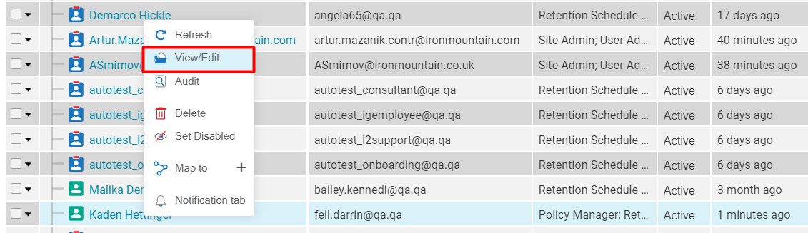 How to edit a User? – Iron Mountain Support
